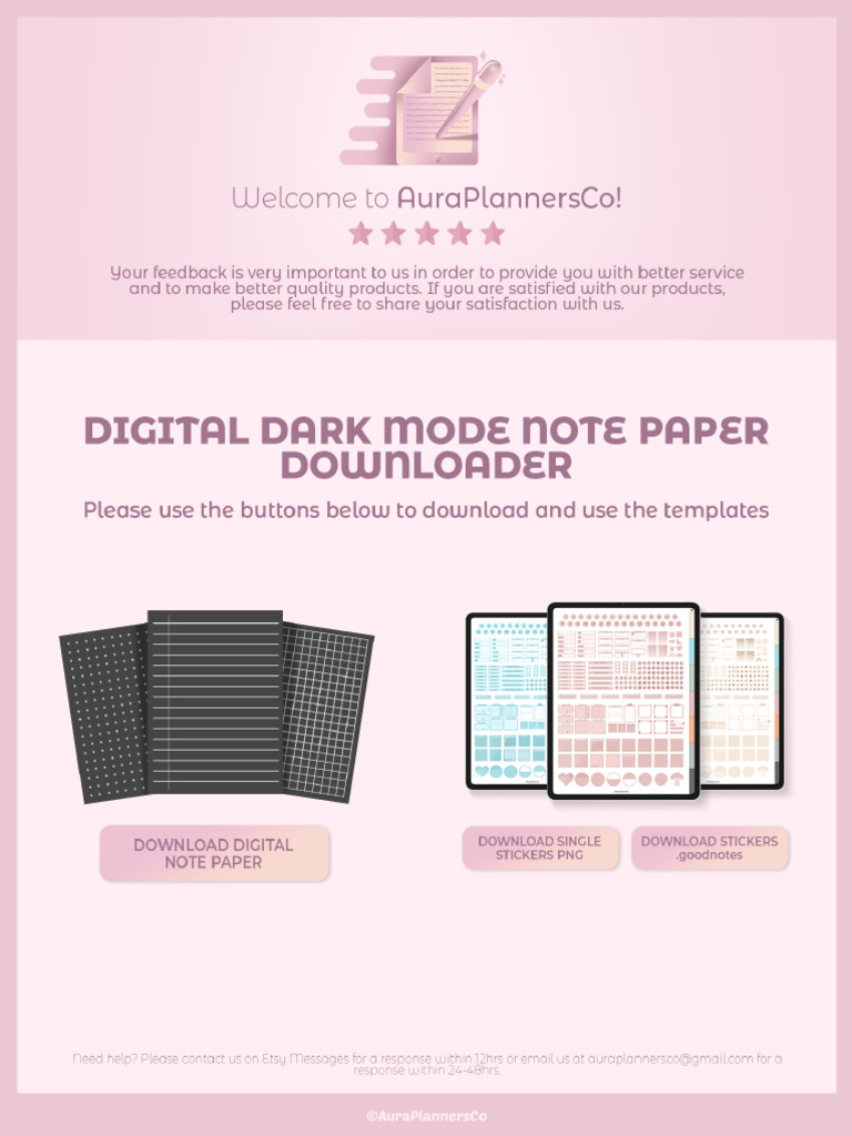 Digital Dark Mode Note Paper Templates Downloader | PDF