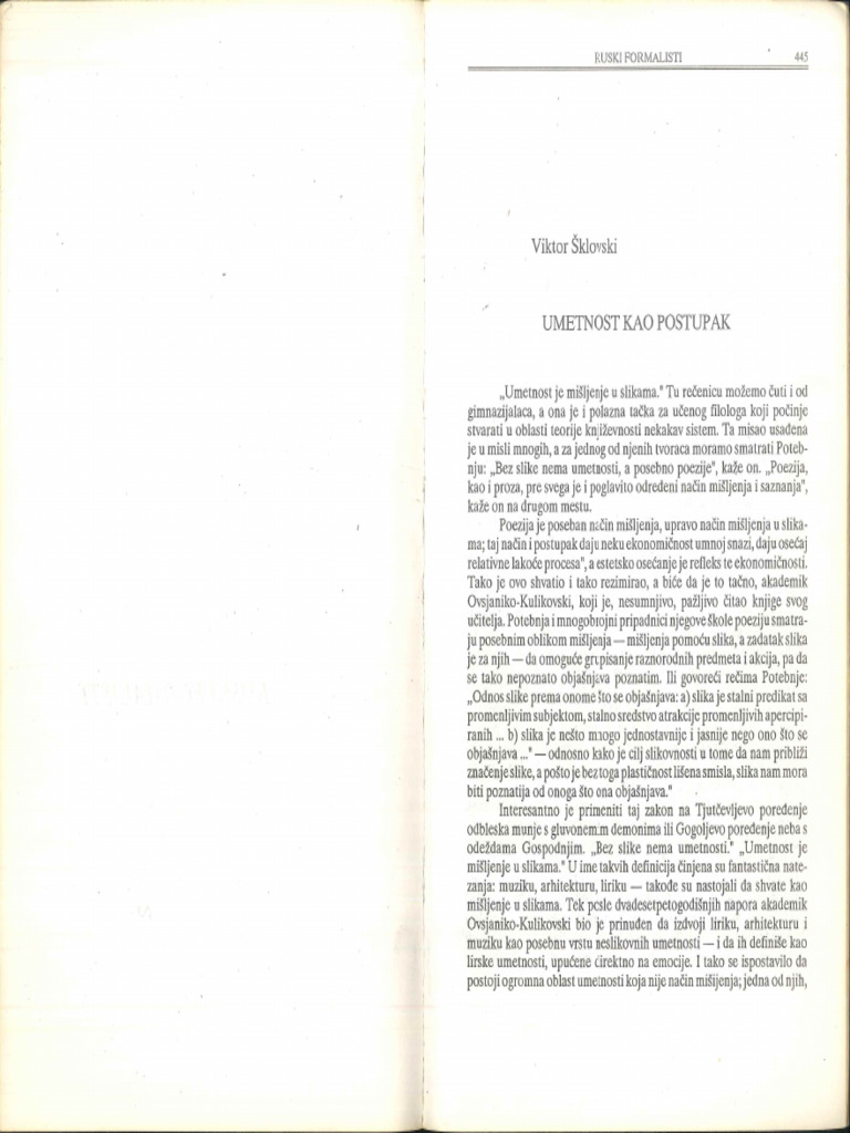 Šklovski Umetnost Kao Postupak | PDF