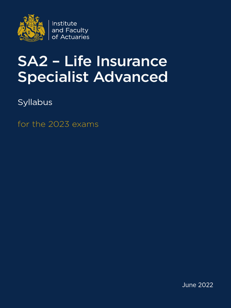 SA2 - Syllabus - Final Proof | PDF | Risk | Insurance