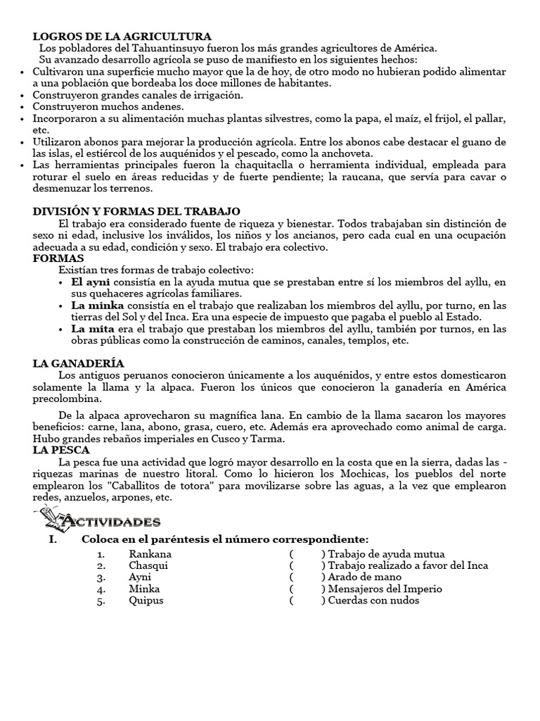 Economia Incaica y Leyes | PDF | Imperio Inca | Agricultura