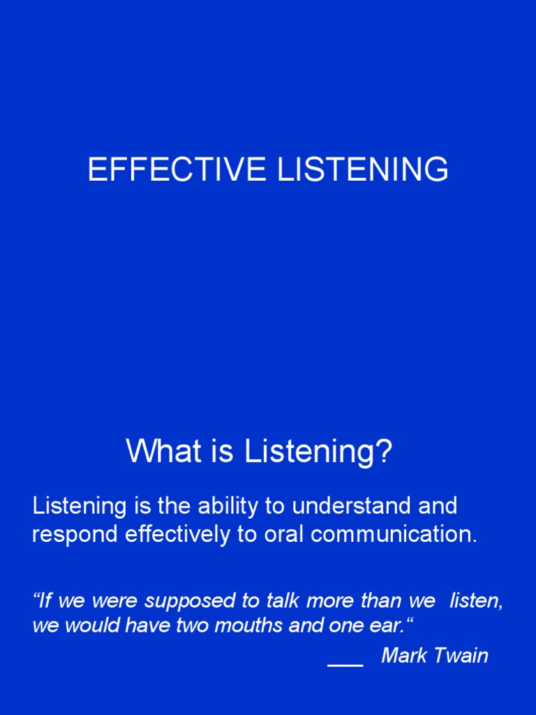 Effective Listening | PDF | Speech | Communication