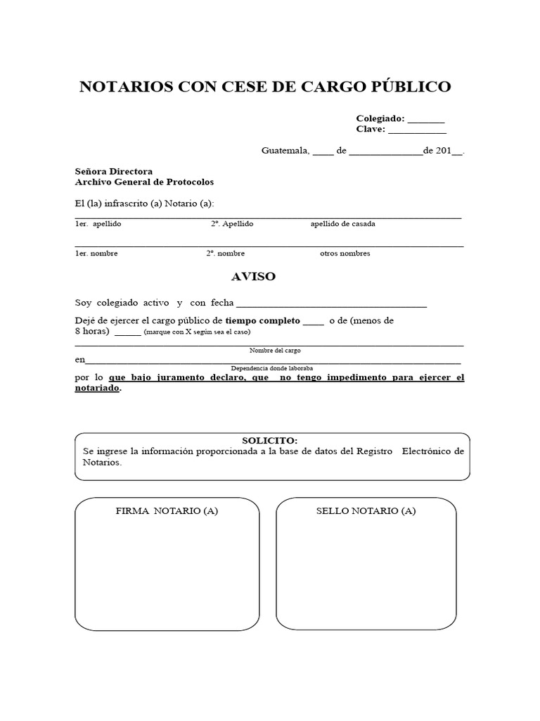 Formulario de Cese de Cargo Publico | PDF