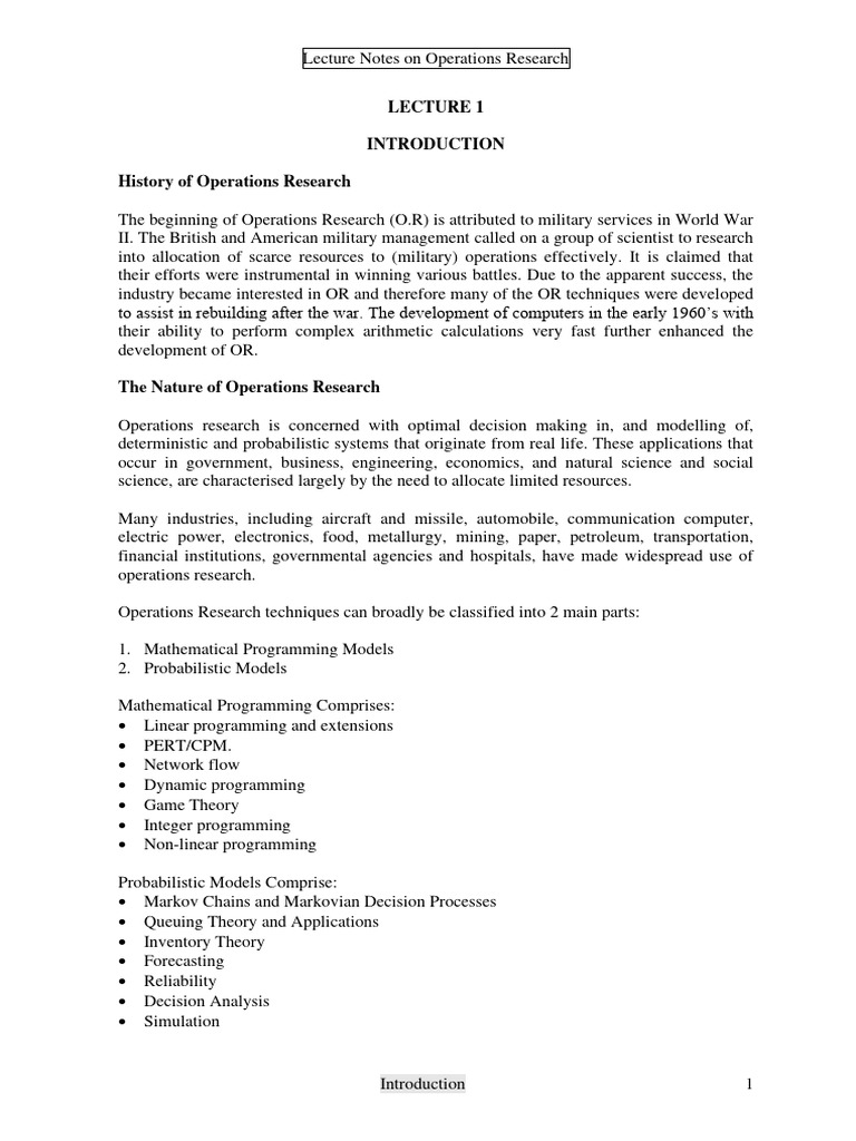 Prof OrG Intro1 | PDF | Mathematical Optimization | Markov Chain