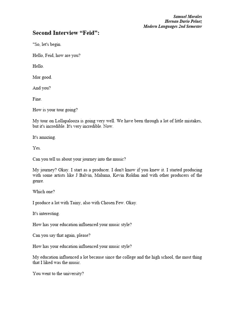 Second Interview Text | PDF | Poetry