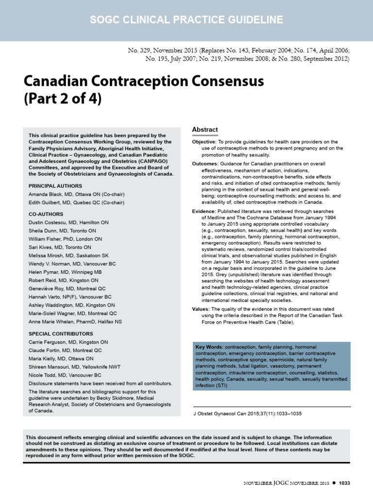 canadian guideline 2 | PDF | Birth Control | Condom
