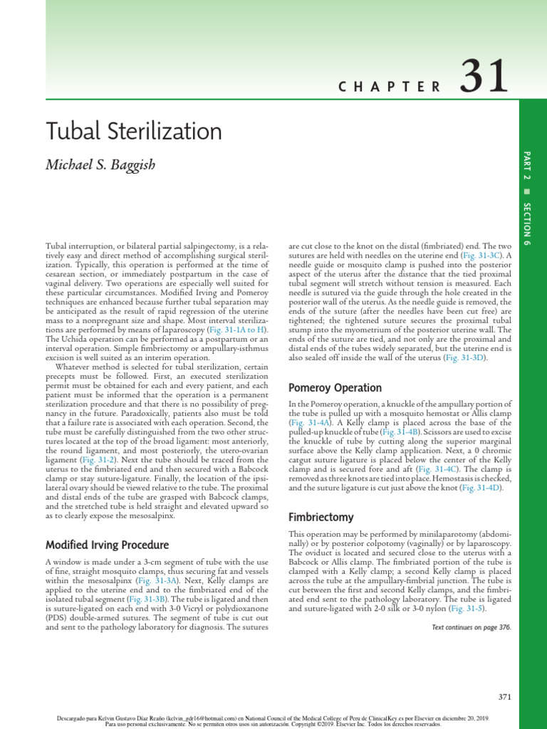 CHAPTER 31 Tubal Sterilization | PDF | Neutering | Uterus