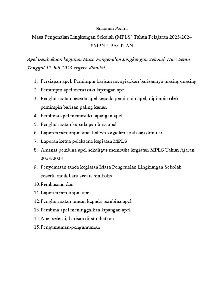 Susunan Apel Pembukaan MPLS | PDF