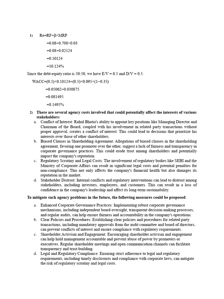 Model Answer_mid Sem | PDF | Corporate Governance | Capital Structure