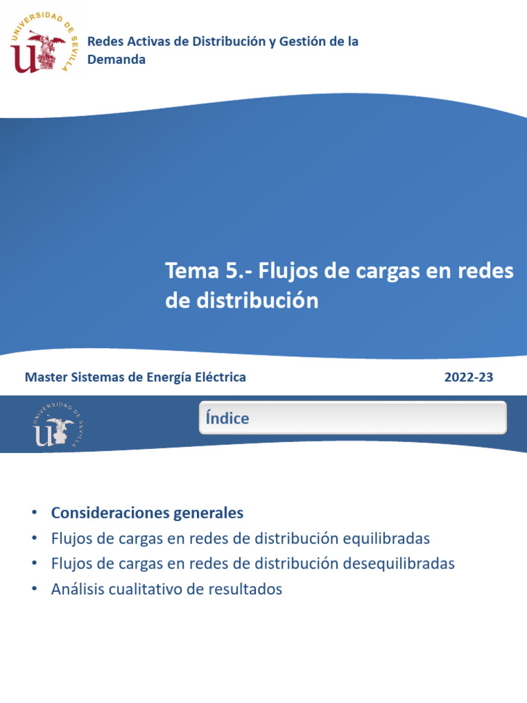 Tema 5. - Flujos de Cargas en Redes de Distribucion (Barragan) | PDF ...