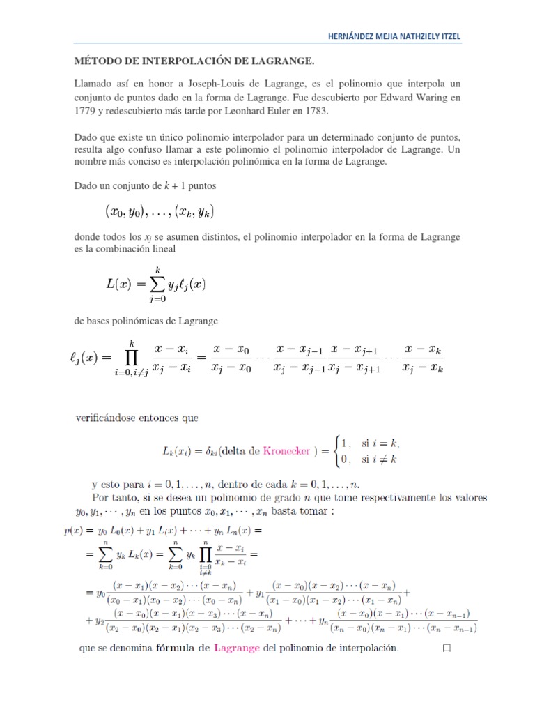 MÉTODO DE INTERPOLACIÓN DE LAGRANGE | Integral | Análisis numérico | Prueba gratuita de 30 días ...