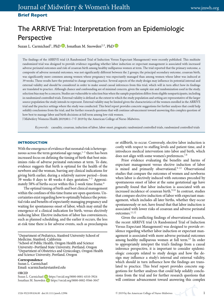 ARRIVE trial | PDF | Childbirth | Confounding