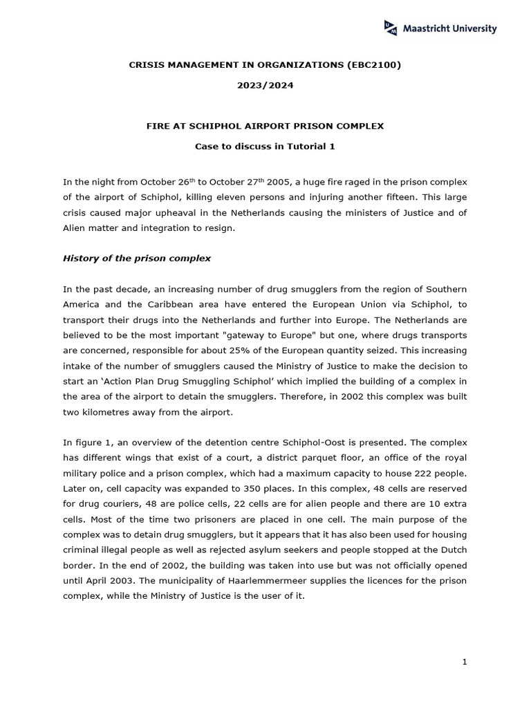 Fire at Schiphol Airport Prison Complex | PDF | Smuggling | Prison