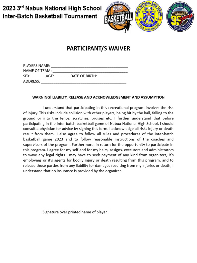 Basketball Waiver | PDF