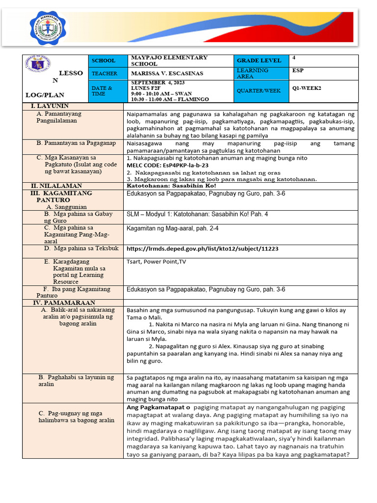 DLP in Esp4 q1w1 | PDF