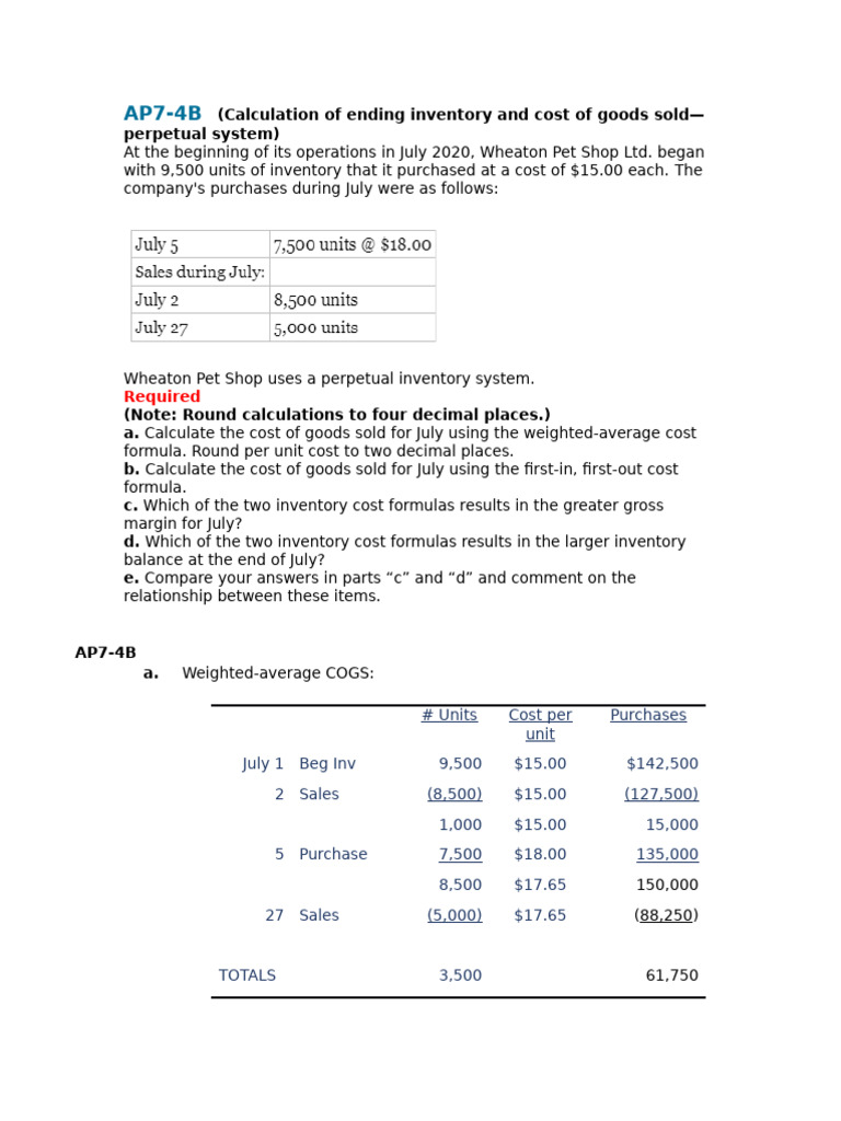 Chapter 7 | PDF | Cost Of Goods Sold | Gross Margin
