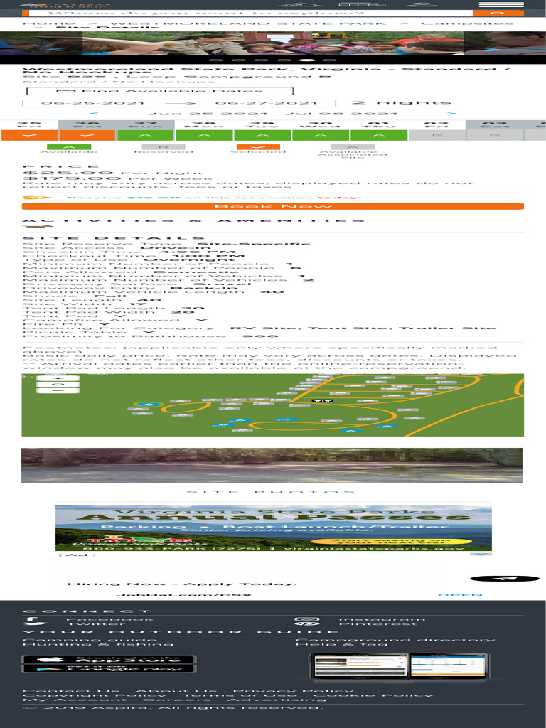 Westmoreland State Park, Virginia - View Available Campsites & Reserve ...