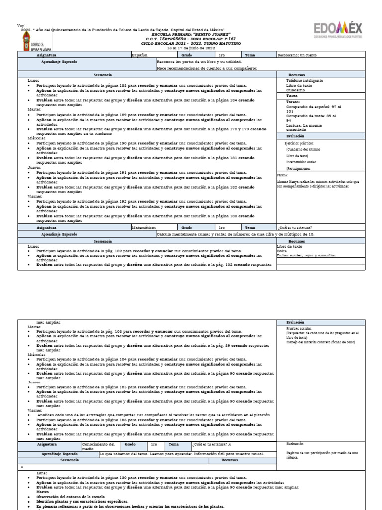 Plan Junio 1 | PDF | Ciencia cognitiva | Modificación de comportamiento