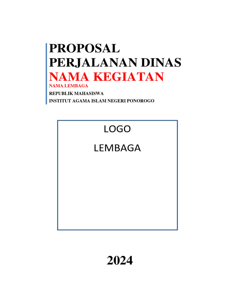 Contoh Proposal Perjalanan Dinas 2024 | PDF