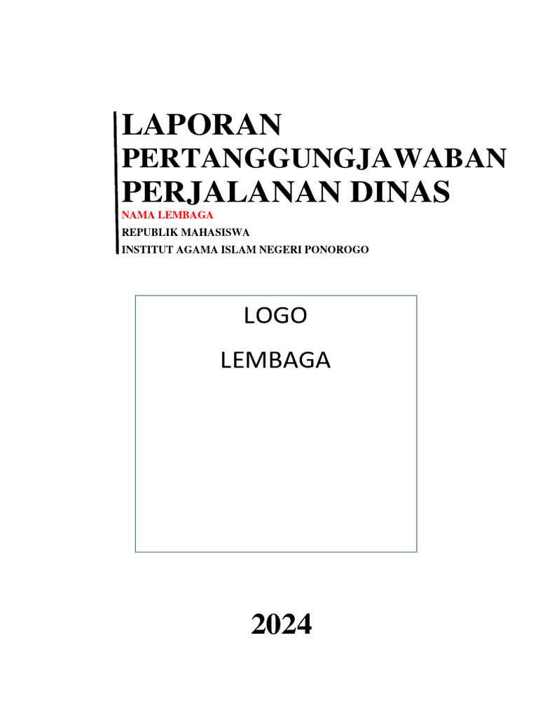 CONTOH LPJ Perjalanan Dinas 2024 | PDF | Kajian Bahasa Asing