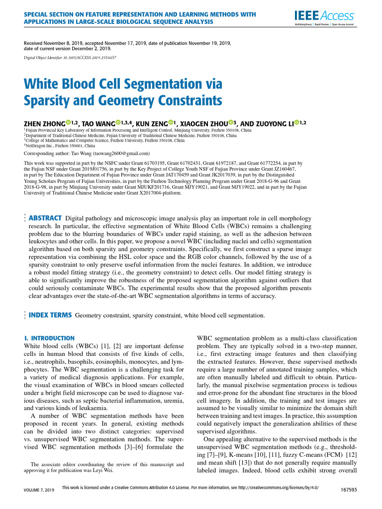 White Blood Cell Segmentation Via Sparsity and Geometry Constraints | PDF | Image Segmentation ...