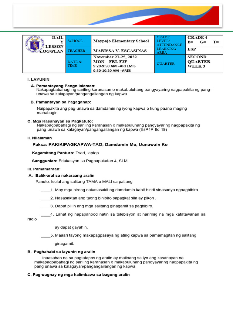 DLP in Esp4 Q2W3 | PDF