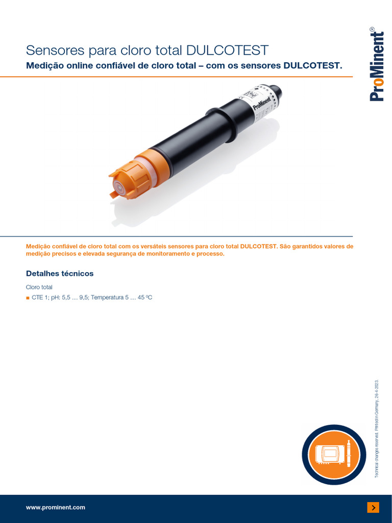 Flyer Sensors Total Chlorine PT BR | PDF | Cloro | Temperatura