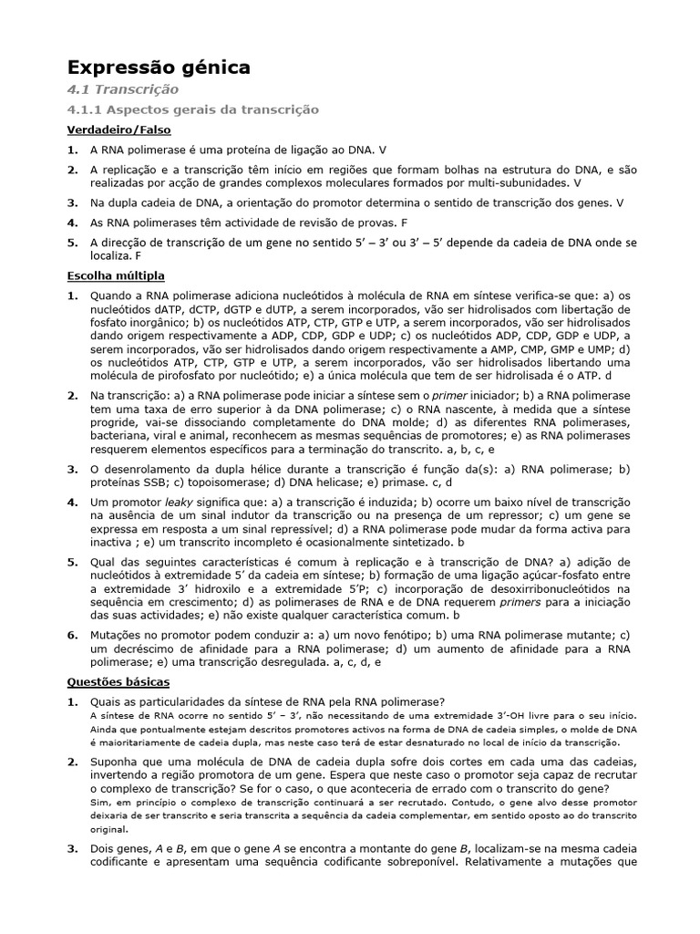 Cap 4 Expressao Genica - Alunos | PDF | Tradução (Biologia) | Gene
