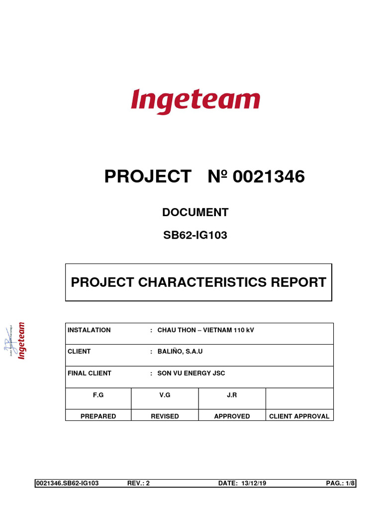 SB62-IG103 - Project Characteristics - CHAU THON V2 | PDF | Electrical Substation | Insulator ...