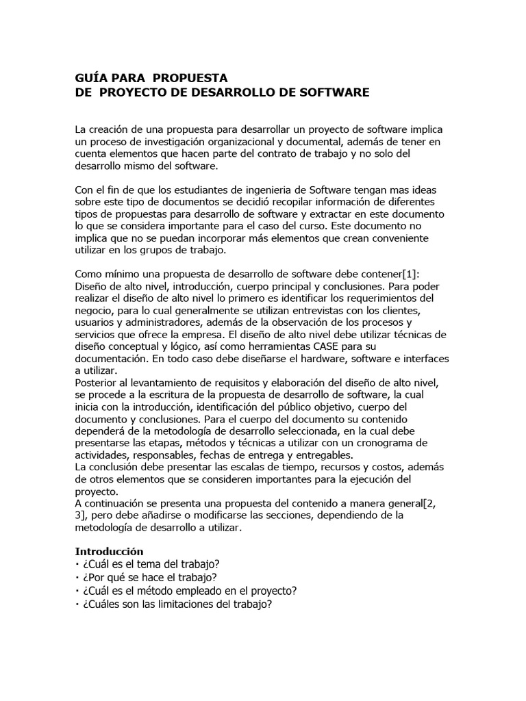 Guía para Propuesta | Descargar gratis PDF | Software | Ingeniería de software