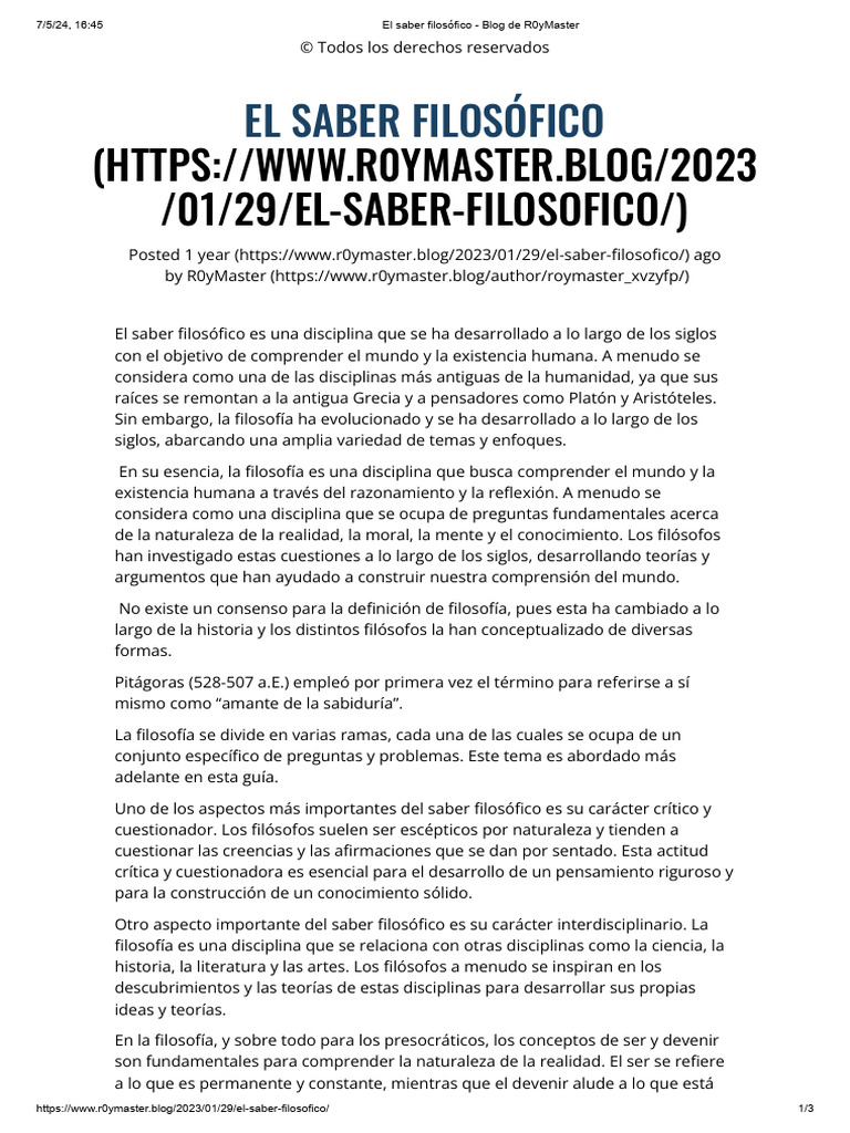 Definición del Saber Filosófico | PDF | Conocimiento | Experimentar