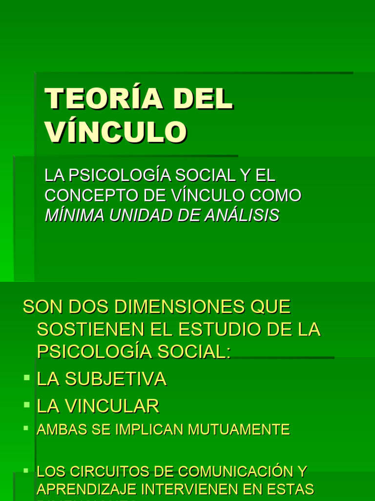 tEORÍA_DEL_VÍNCULO | PDF | Mente inconsciente | Psicología Social