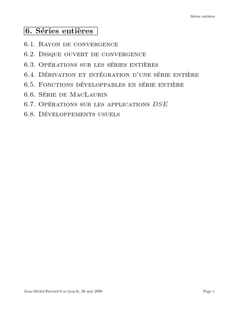 Développements en séries entières | PDF | Série entière | Limite ...
