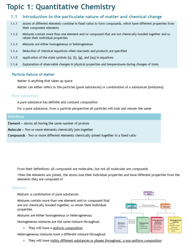 Topic 1 - Quantity Chem | Download Free PDF | Mole (Unit) | Gases