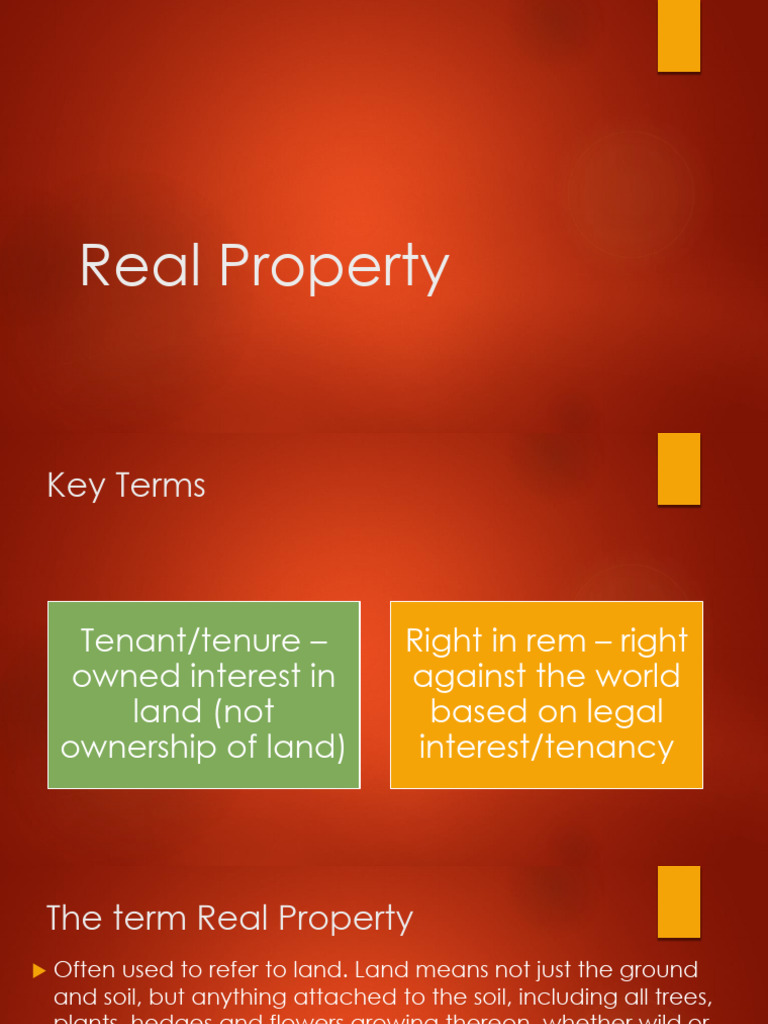Real Property - Lecture 1 | PDF | Lease | Leasehold Estate