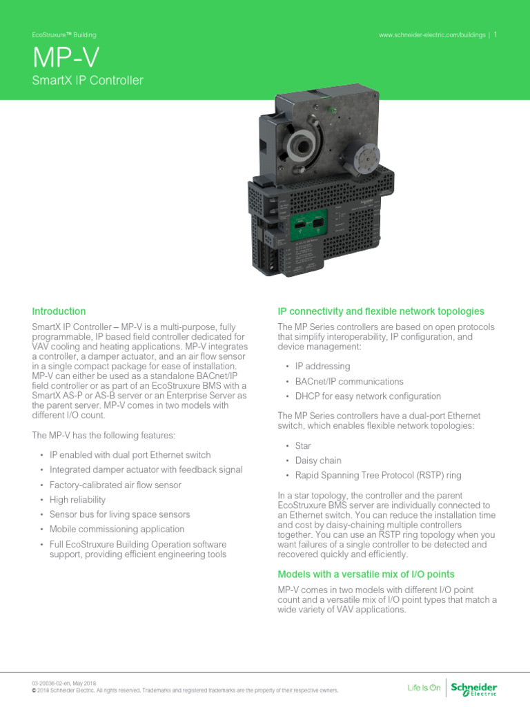 SmartX IP Controller MP V Specification Sheet 03 20036 02 en 05.2018 ...