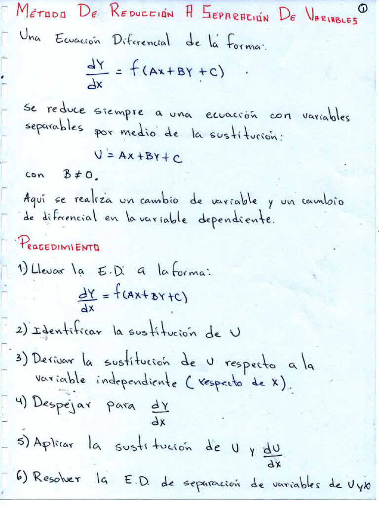 8 Método de Reducción A Variable Separable | PDF