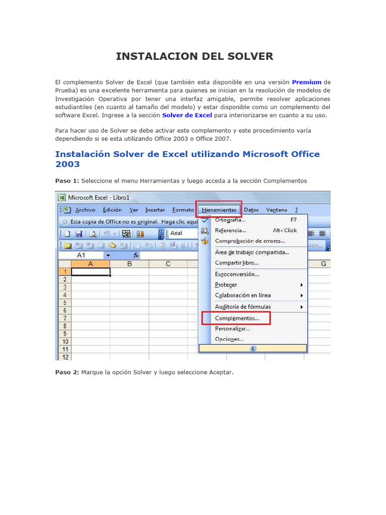 Instalacion Del Solver | PDF | Informática