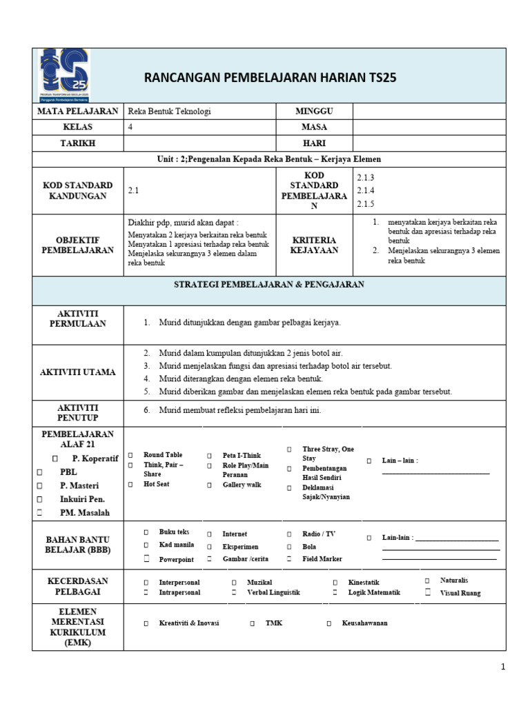 Elemen Reka Bentuk RBT Tahun 4 | PDF