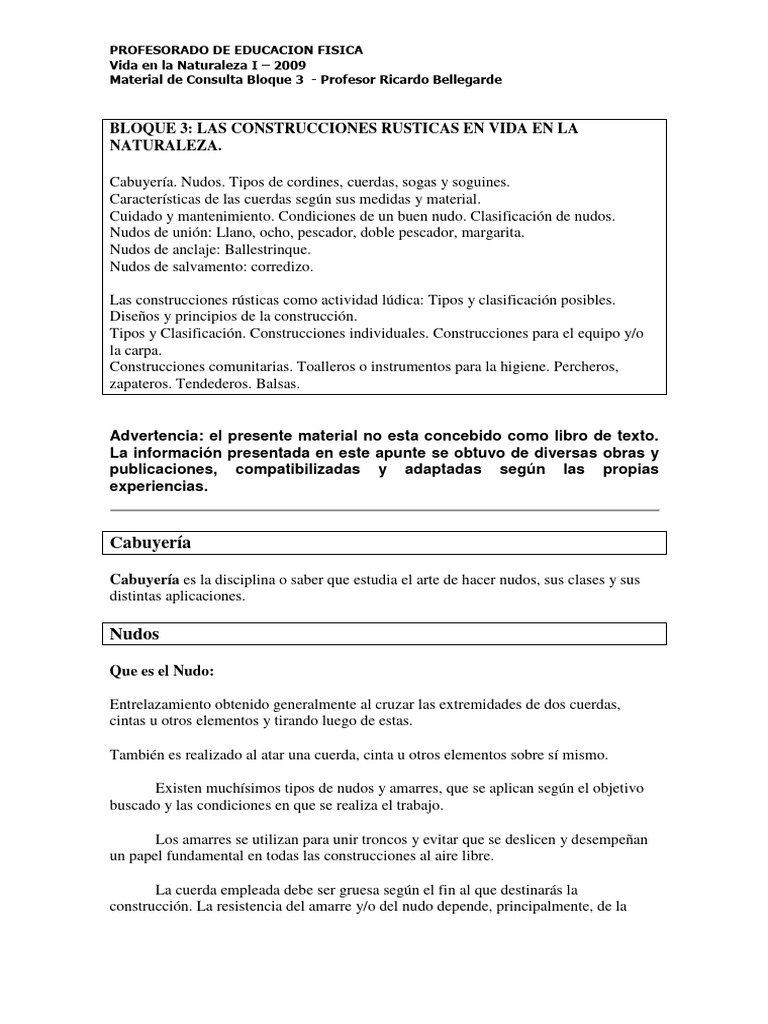Bloque 6. Constru. Rustica | PDF | Cuerda | Nudo