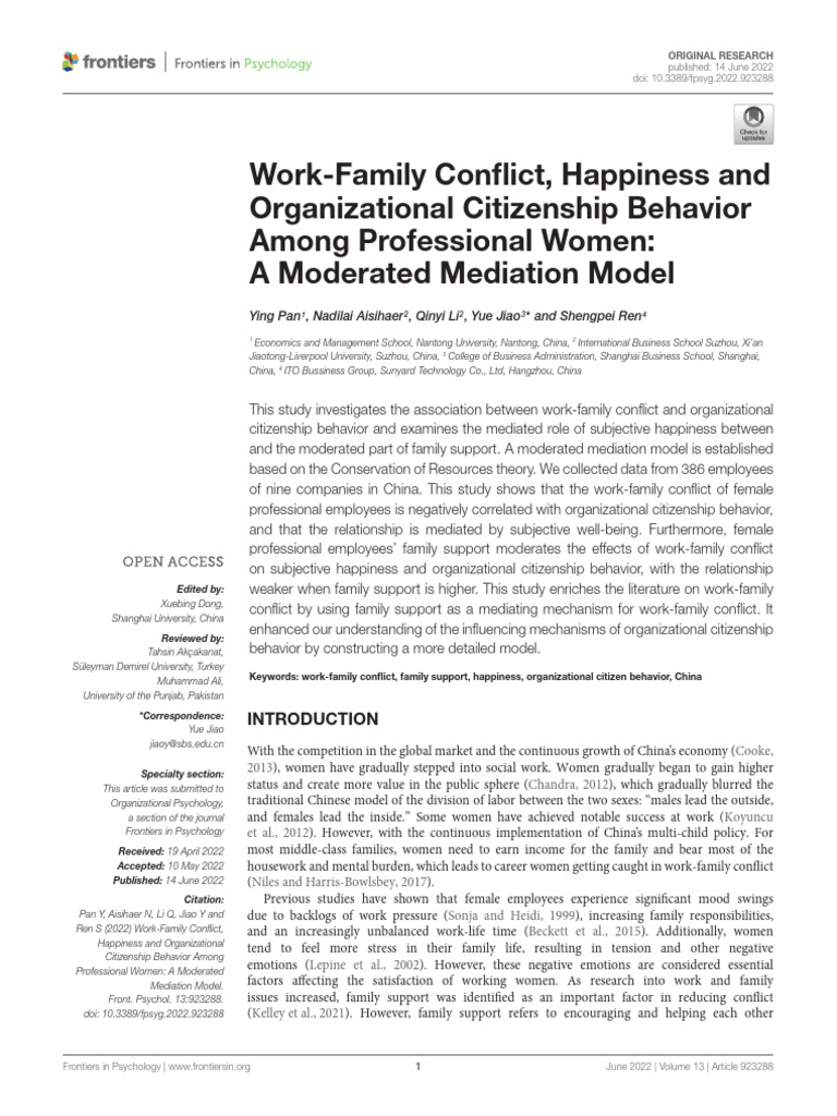 Women's Work-Family Conflict Study | PDF | Happiness | Employment