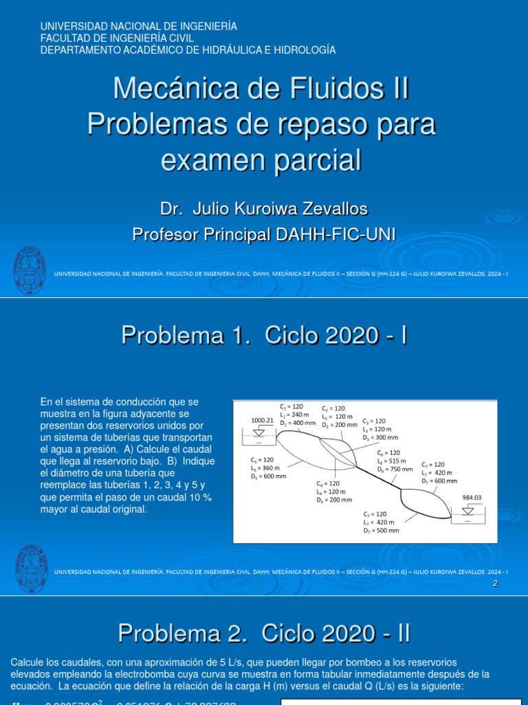 14B - Clase - Mecánica de Fluidos II - Problemas Repaso Examen Parcial - RevD4 | PDF | Descarga ...