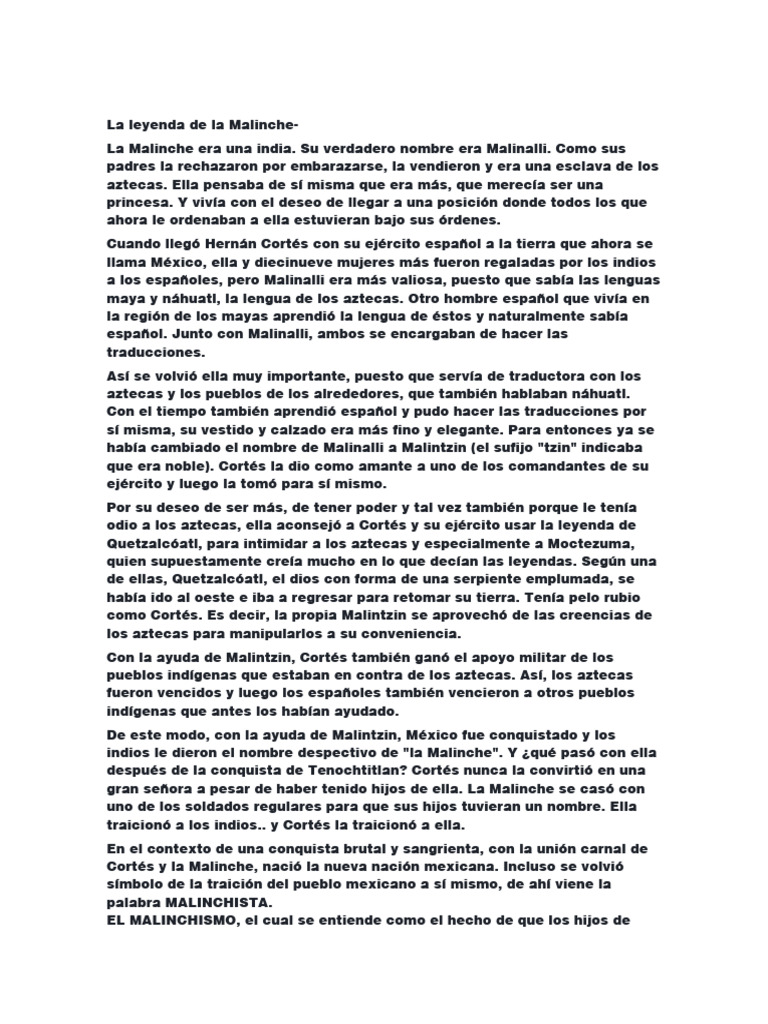 La Leyenda de La Malinche | Descargar gratis PDF | México | Cultura de ...