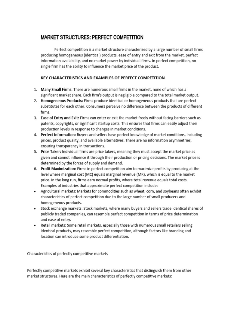 5. Market Structures Perfect Competition (1) | PDF | Perfect ...