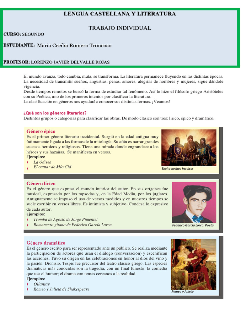 Los Géneros Literarios - Segundo | PDF | Autor | Ensayos