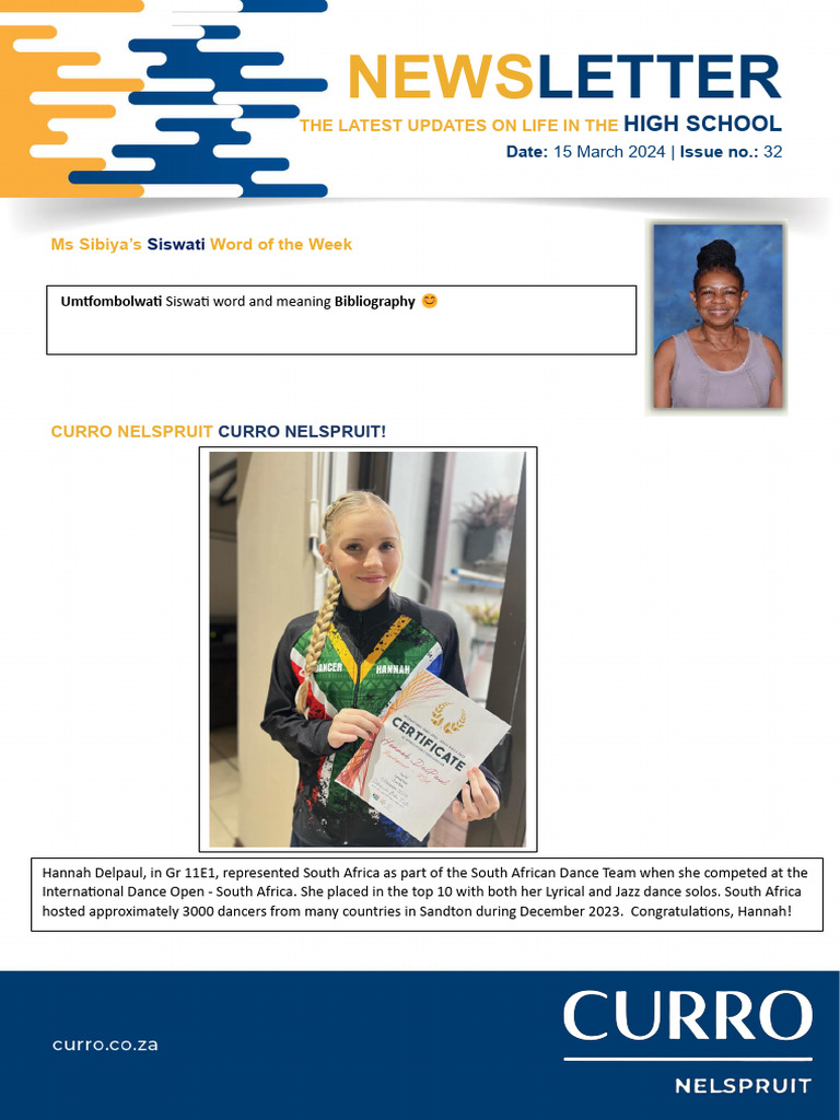 Curro Nelspruit Newsletter 15 March 2024 | PDF