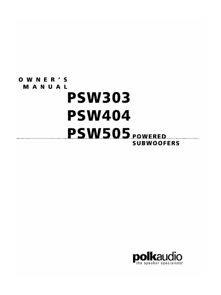 PSW505 Owners Manual | PDF