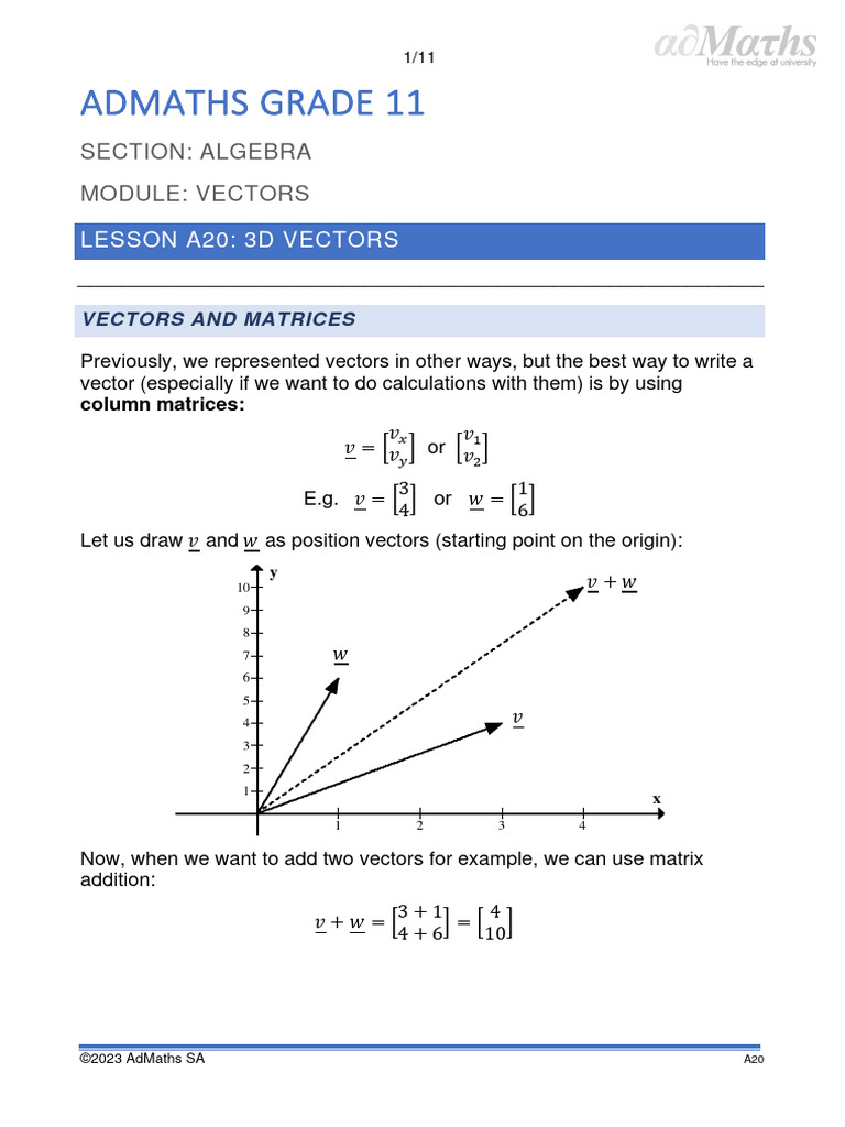 A20 e 3D Vectors | PDF | Euclidean Vector | Matrix (Mathematics)
