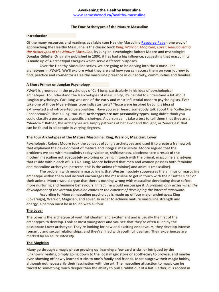 Brief Introduction To 4 Archetypes of The Mature Masculine | PDF | Carl ...