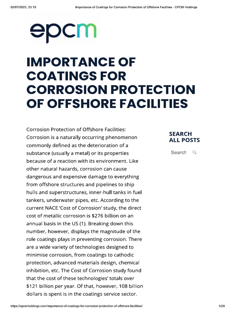 Importance of Coatings (Overview) - EPCM-2023 | PDF