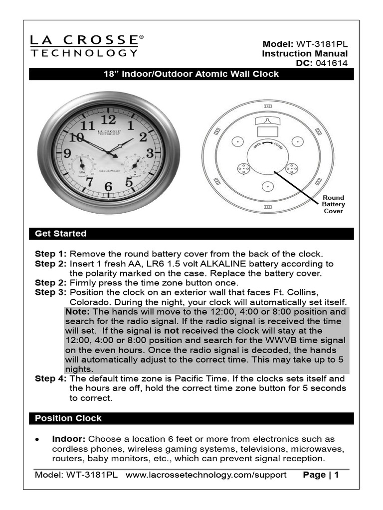 LaCrosse WT3181PL Models Manual | PDF | Clock | Daylight Saving Time